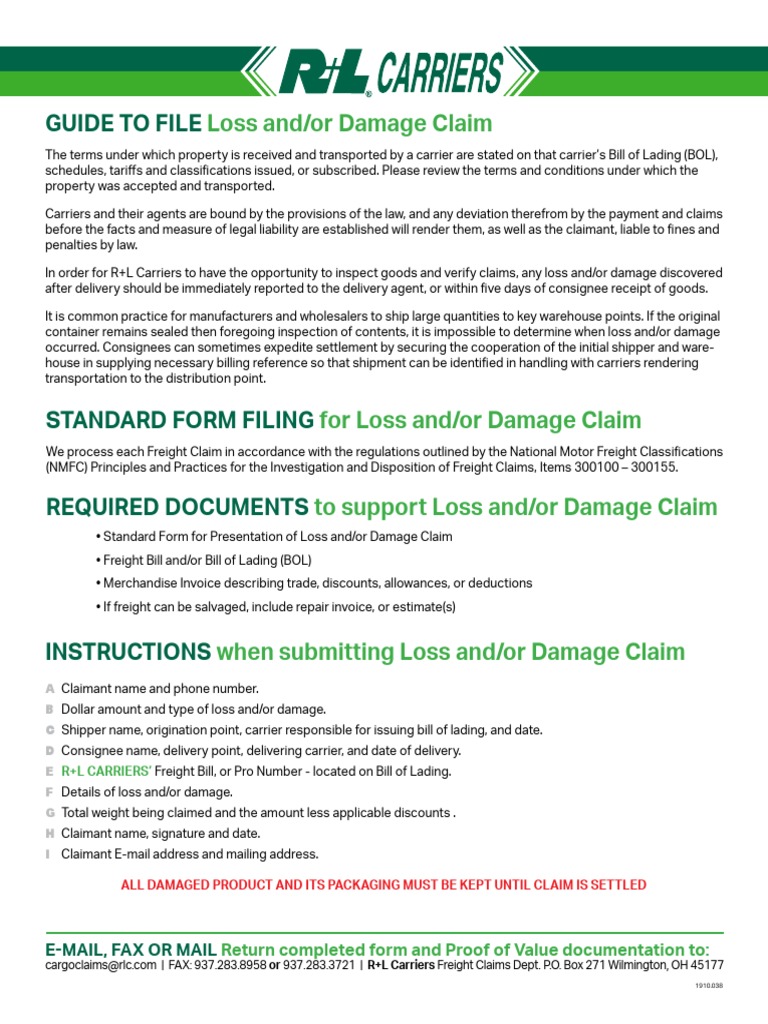 Loss And/or Damage Claim: Guide To File | Download Free PDF | Cargo ...