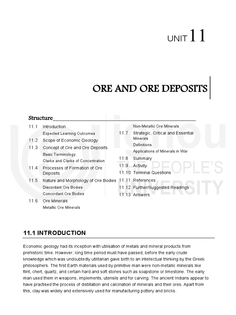Ore and Ore Deposits | PDF | Minerals | Rock (Geology)
