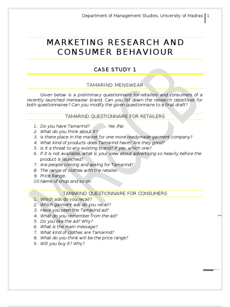 Marketing Research and Consumer Behaviour Case Study | PDF ...