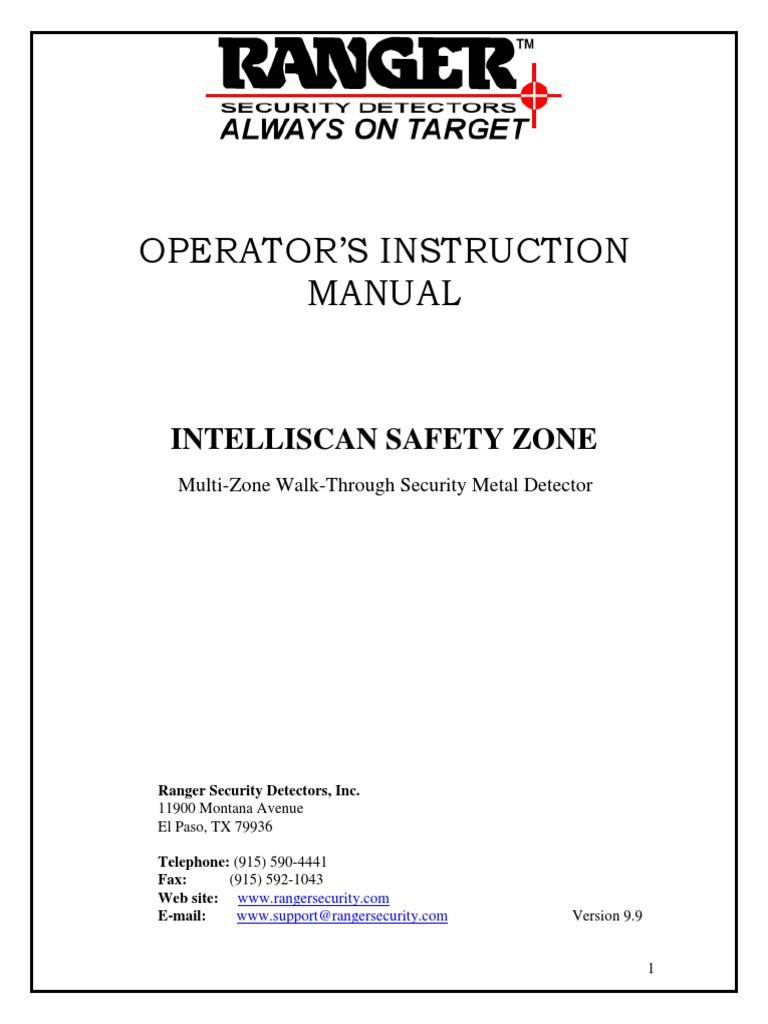 Operator'S Instruction Manual: Intelliscan Safety Zone | PDF ...