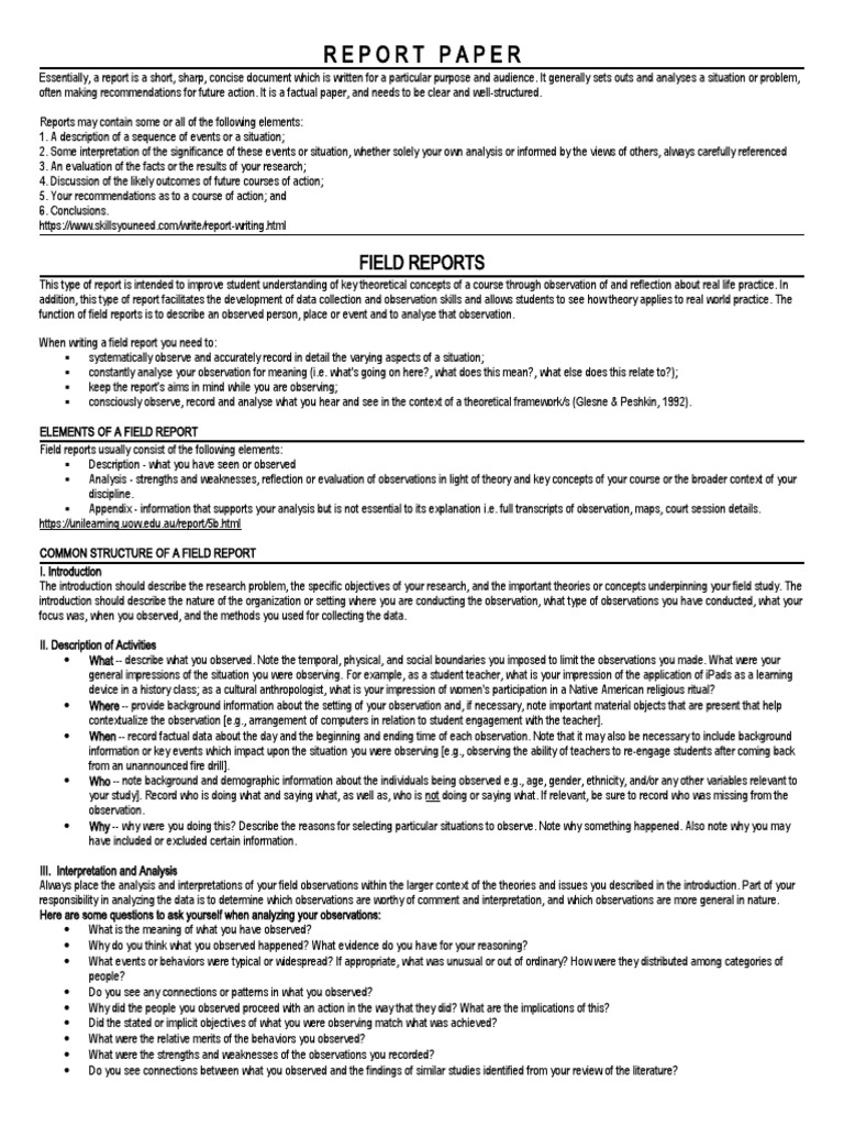 Report Paper: Field Reports | PDF | Experiment | Survey Methodology