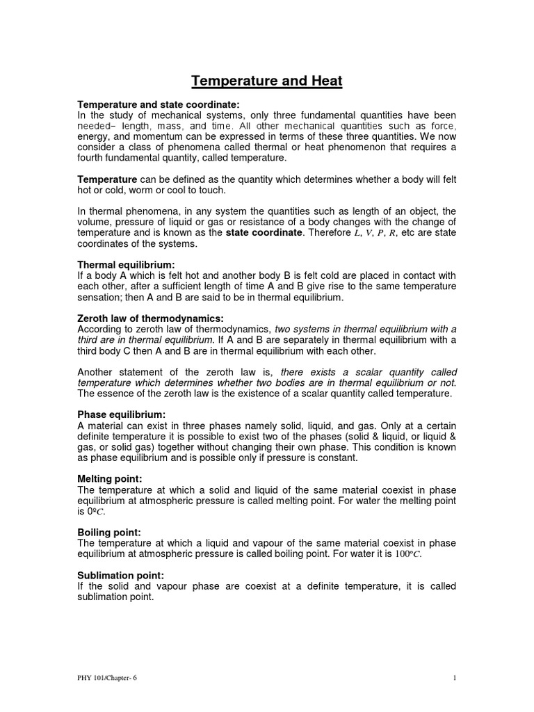 Chapter-6 Temperature & Heat PDF | PDF | Temperature | Heat Transfer