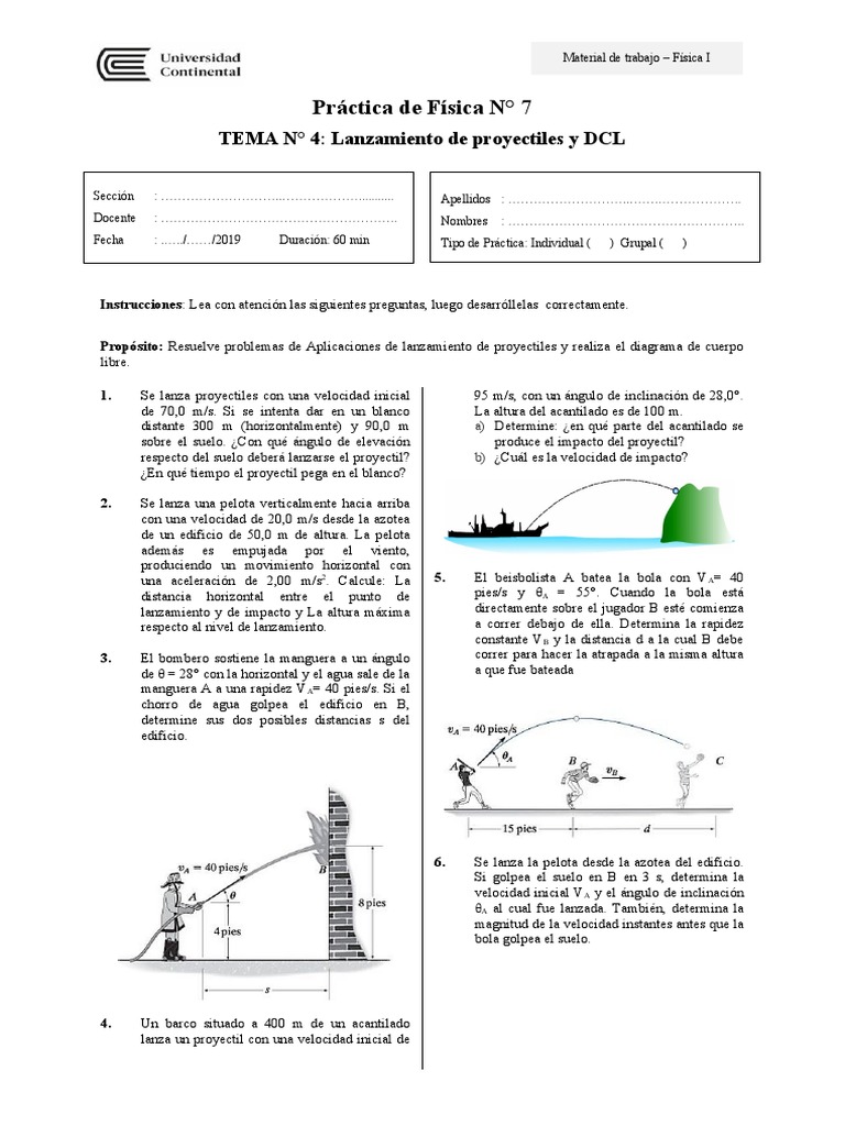 Práctica Dirigida Lanzamiento de Proyectiles y DCL | PDF | Física | Naturaleza