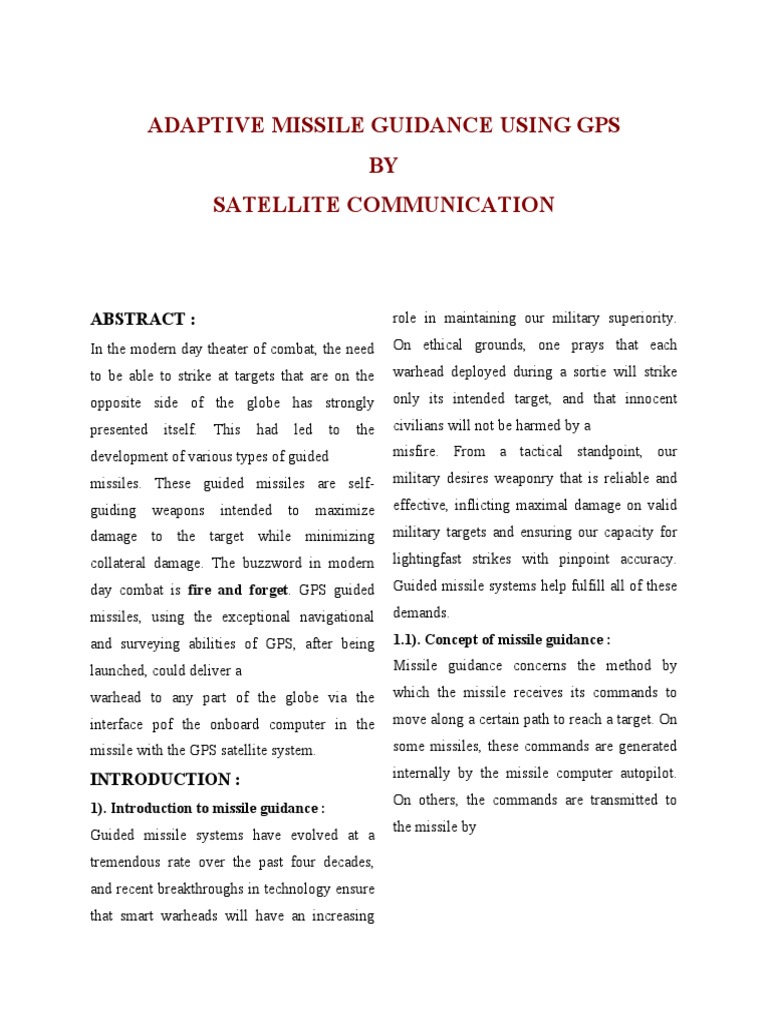 Adaptive Missile Guidance Using GPS287 | PDF | Inertial Navigation ...