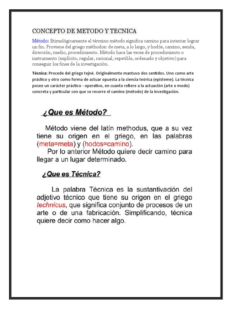 CONCEPTO DE METODO Y TECNICA Fundamentos de La Investigacion | PDF | Método científico | Teoría