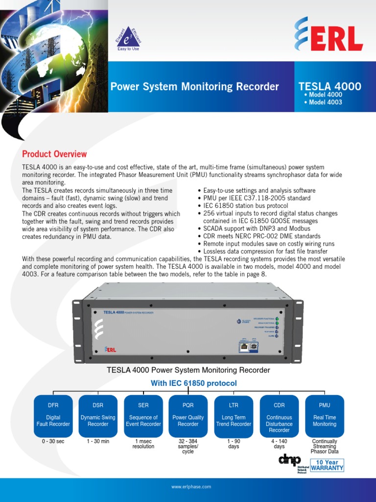 Power System Monitoring Recorder TESLA 4000: Product Overview | PDF ...