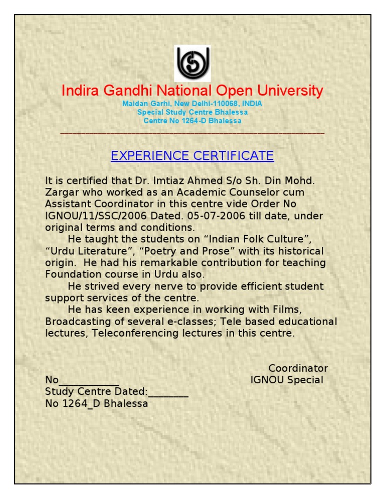 IGNOU Certificate | PDF
