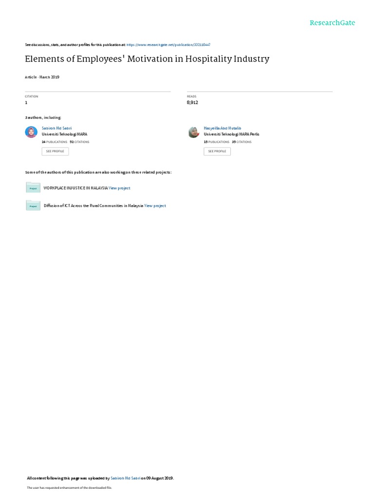 Motivating hospitality workers | PDF | Motivation | Motivational