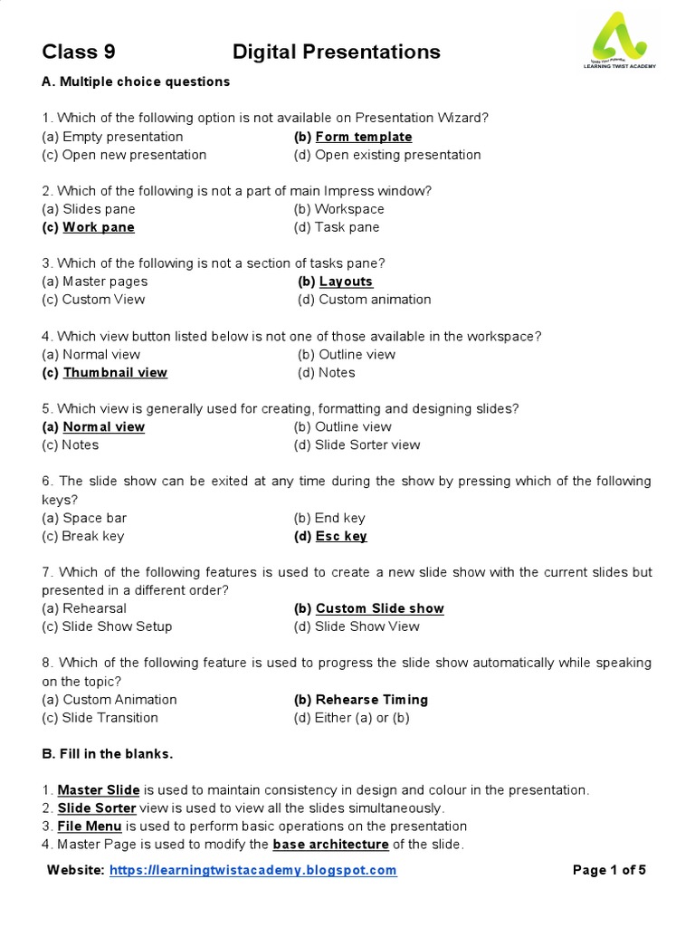 Chapter - Digital Presentations Class 9 | PDF | Keyboard Shortcut ...