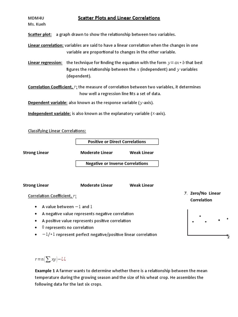 Lesson 1 Scatter Plots and Linear Correlation | PDF | Scatter Plot ...