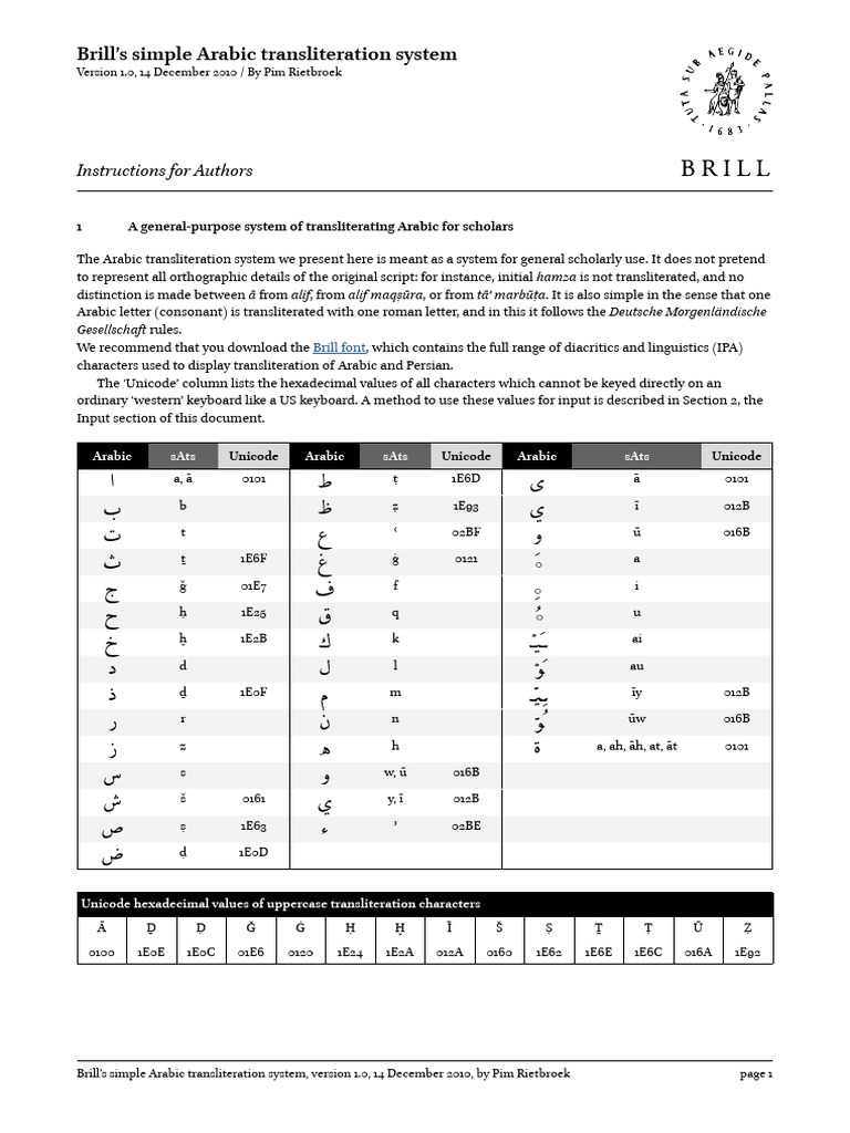 Brill's Arabic Transliteration Guide | PDF | Computer Keyboard | Mac Os ...
