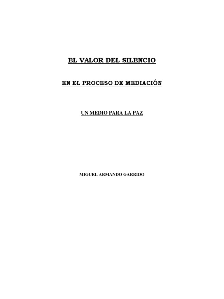 El Valor Del Silencio en La Mediacion | PDF | Legislación | Mediación