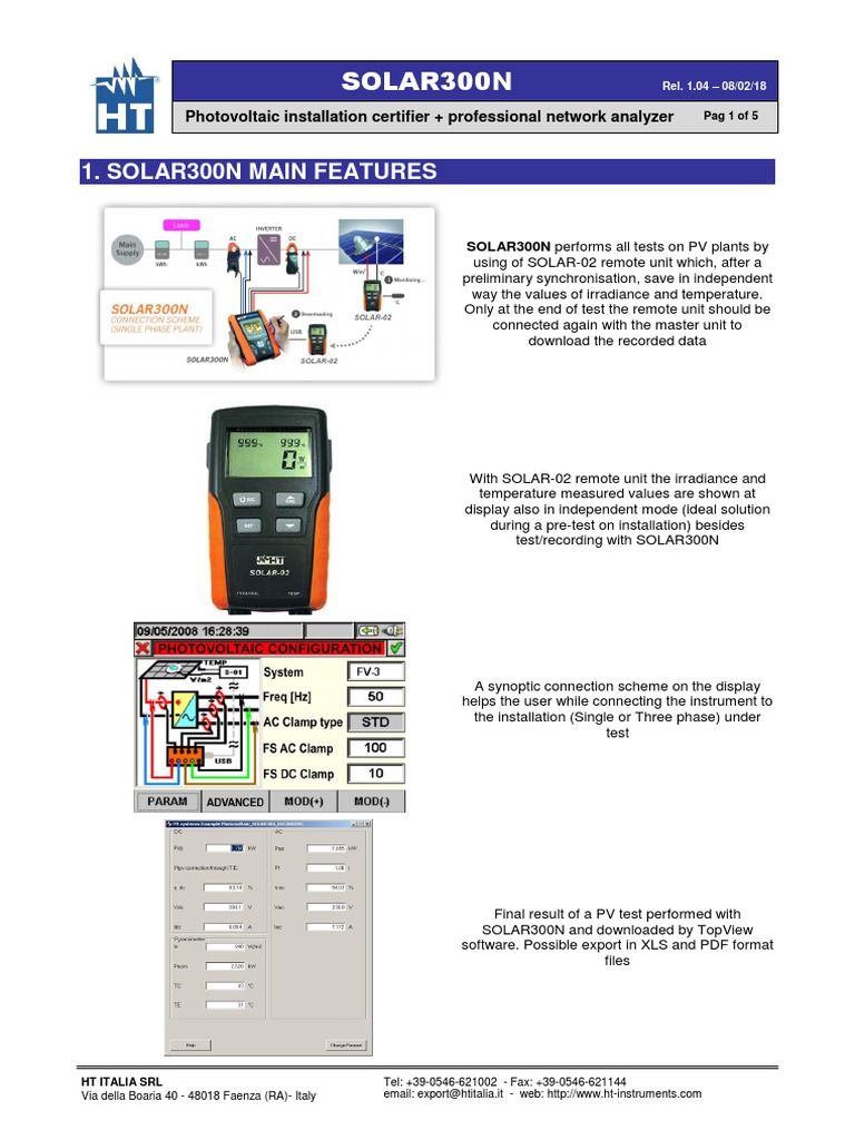 Solar300N Main Features | PDF | Electrical Impedance | Ac Power