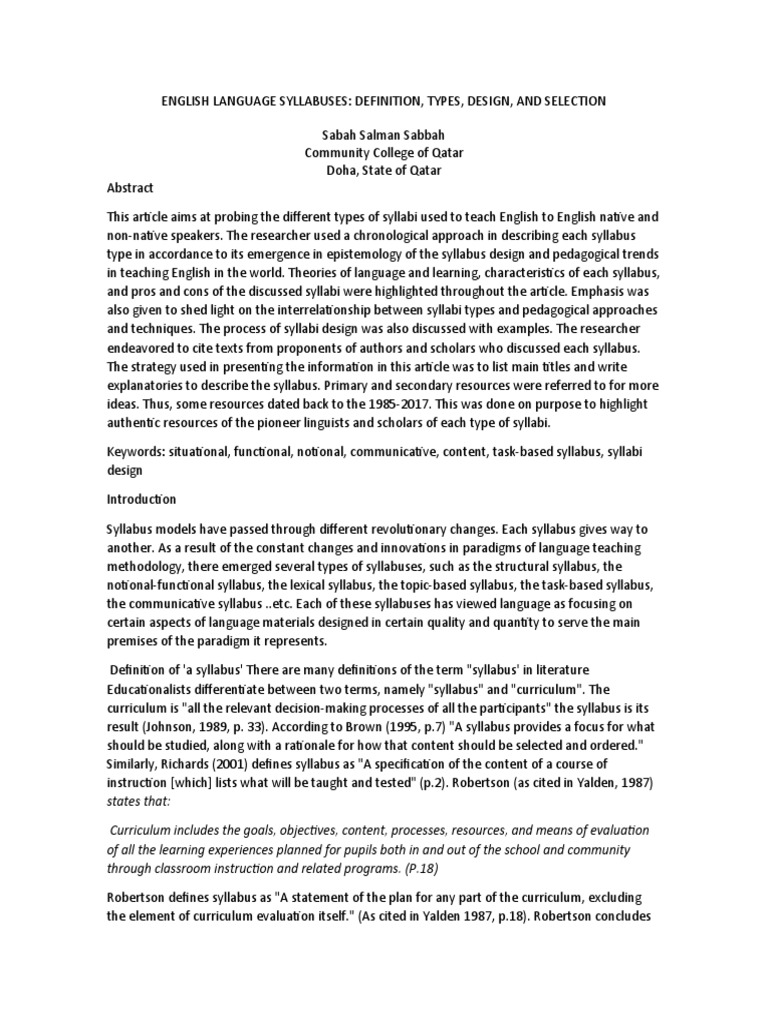 English Language Syllabuses | PDF | Curriculum | Pedagogy