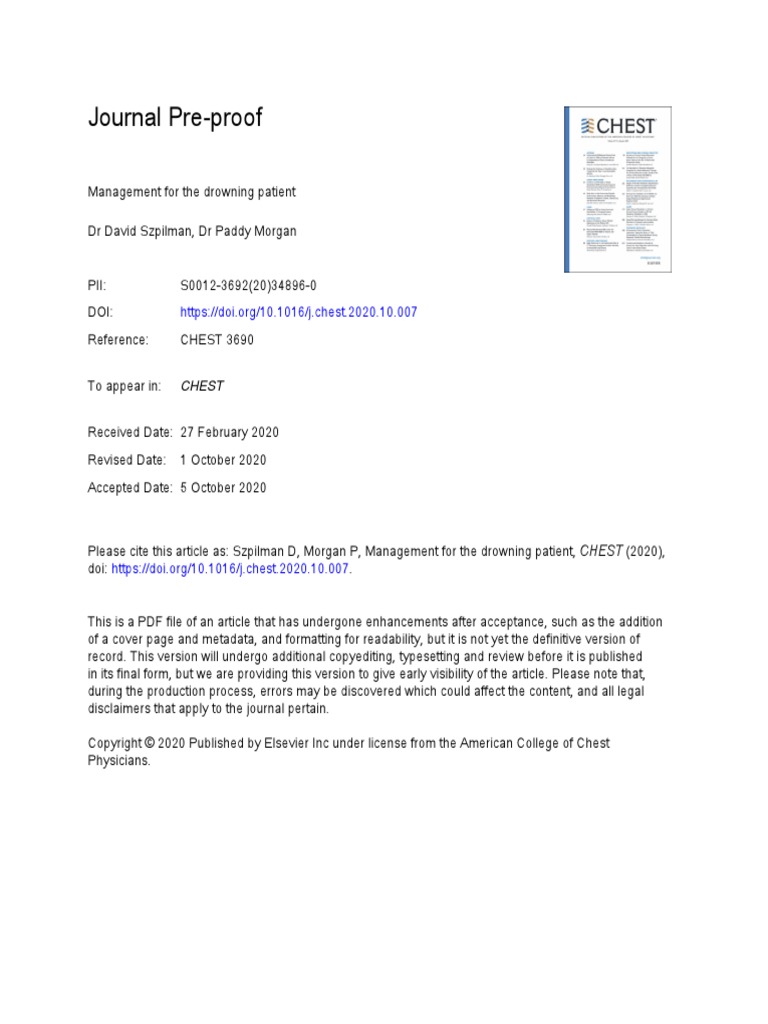 Management For The Drowning Patient | PDF | Cardiopulmonary ...