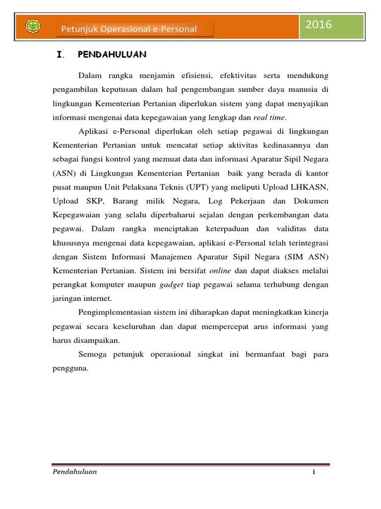 Petunjuk Pengoperasian Epersonal 2016 | PDF