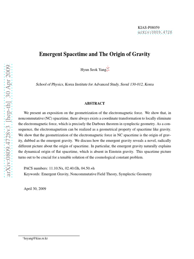 Emergent Spacetime and The Origin of Gra PDF | PDF | Gauge Theory | Force