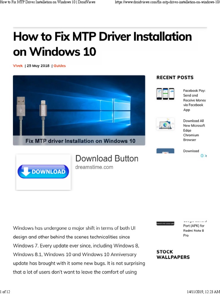 How To Fix MTP Driver Installation On Windows 10 PDF | PDF | Ibm Pc ...