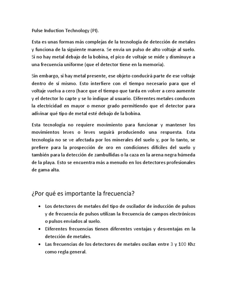 Tecnología de Inducción de Pulsos en Detección | PDF | Rieles | Frecuencia
