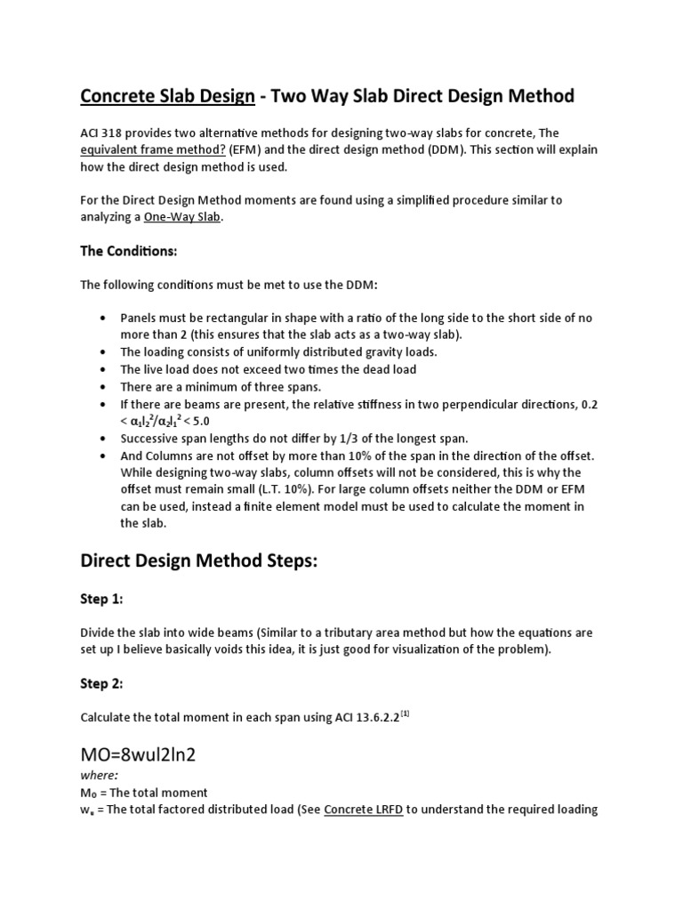 Concrete Slab Design - Two Way Slab Direct Design Method | PDF ...