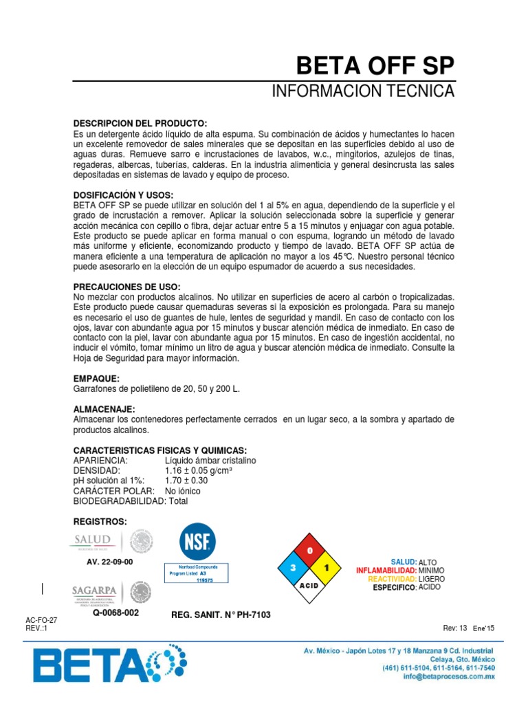 Beta Off SP | PDF | Agua | Química