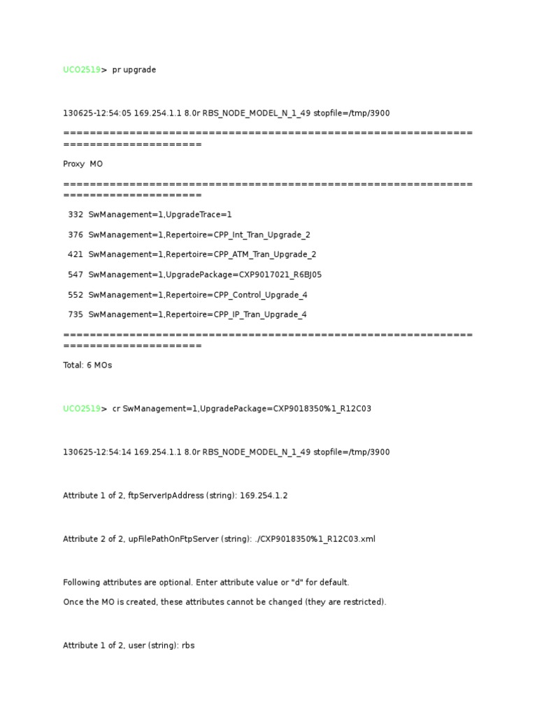 Command Moshell Upgrade | PDF | Computer Architecture | Computer Data