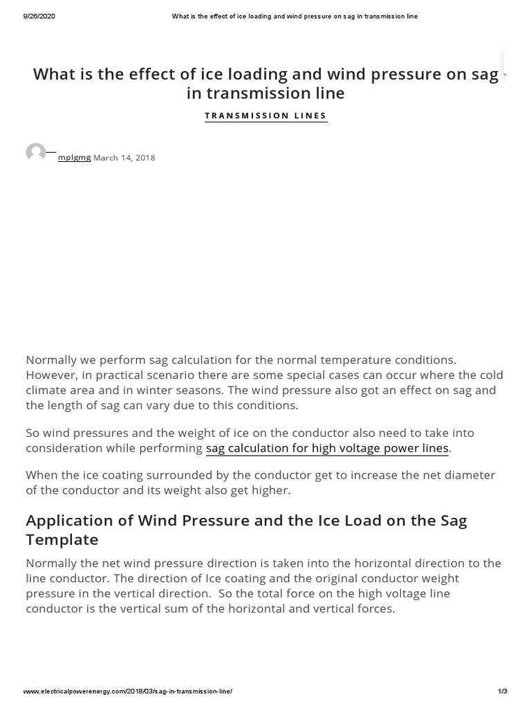 What Is The Effect of Ice Loading and Wind Pressure On Sag in ...