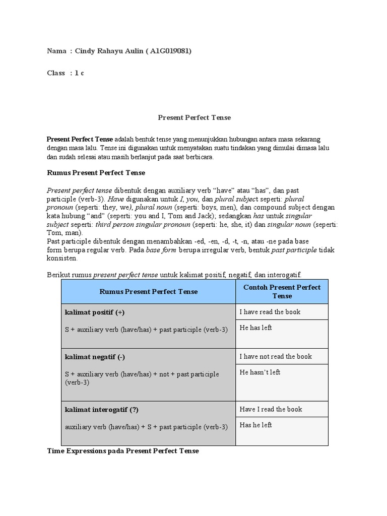 Bing Perfect Tense | PDF