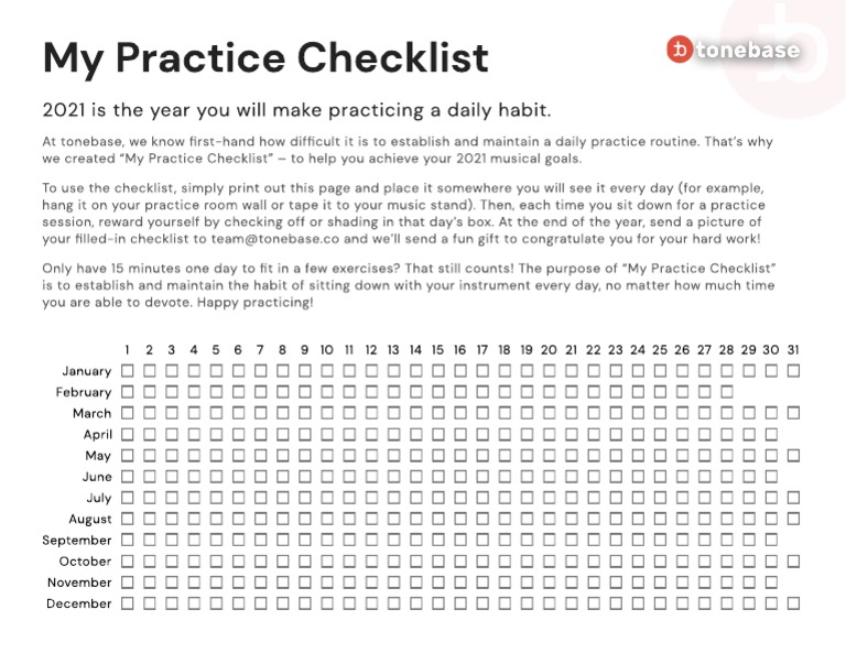 My Practice Checklist: 2021 Is The Year You Will Make Practicing A ...