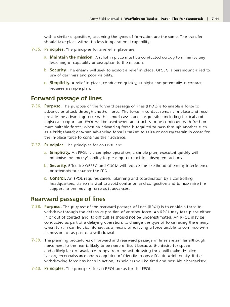 Forward Passage of Lines: Principles. Maintain The Mission. Security ...