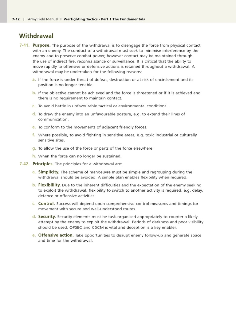 Army Field Manual Warfighting Tactics - Part 1 Fundamentals | PDF ...