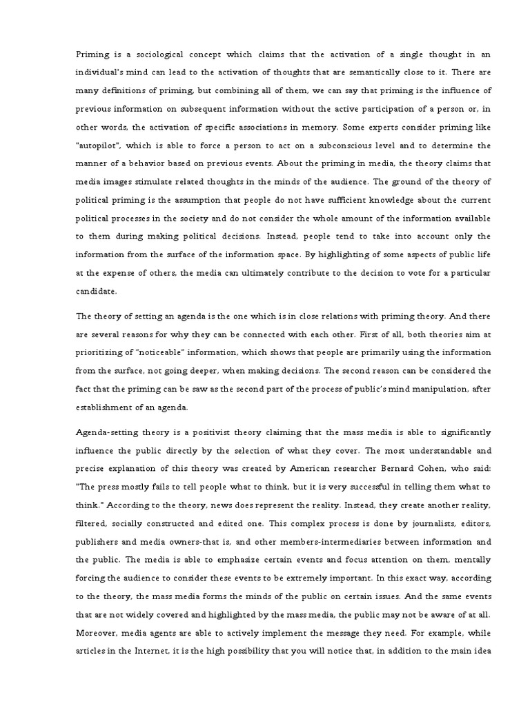 Priming Theory | PDF | Priming (Psychology) | Mass Media