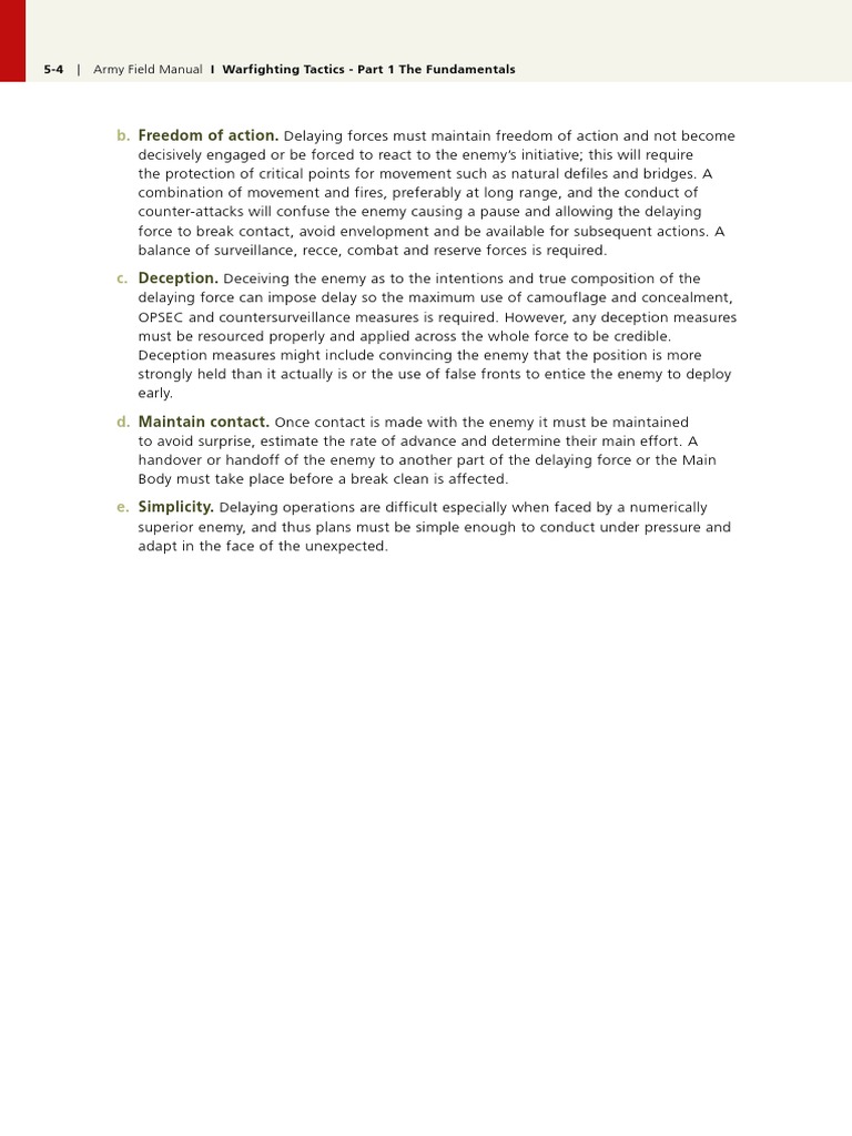 Freedom of Action.: 5-4 - Army Field Manual I Warfighting Tactics ...