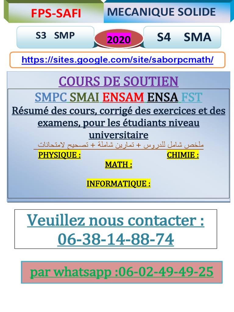 °tds Mecanique Solide Fps-Safi Sma4 2020 PDF | PDF | Rotation ...