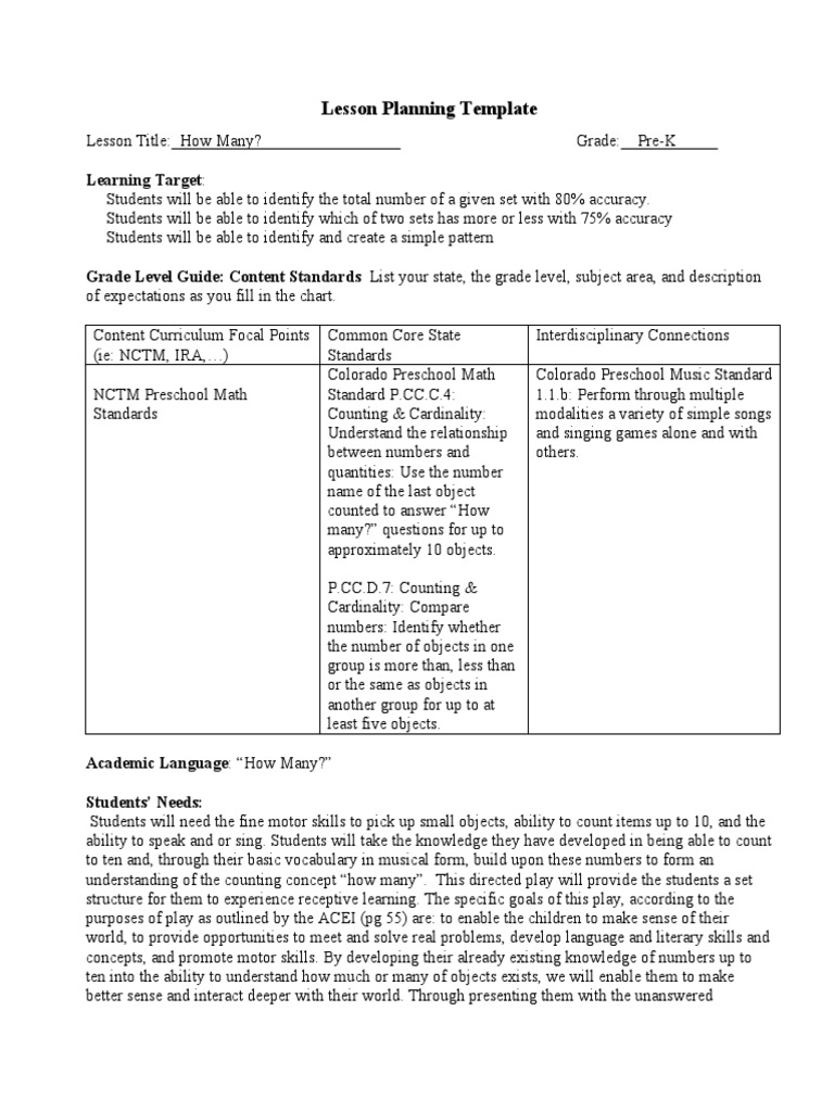 Game Lesson Plan | PDF | National Council Of Teachers Of Mathematics ...
