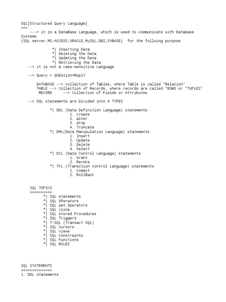 SQL | PDF | Relational Database | Sql