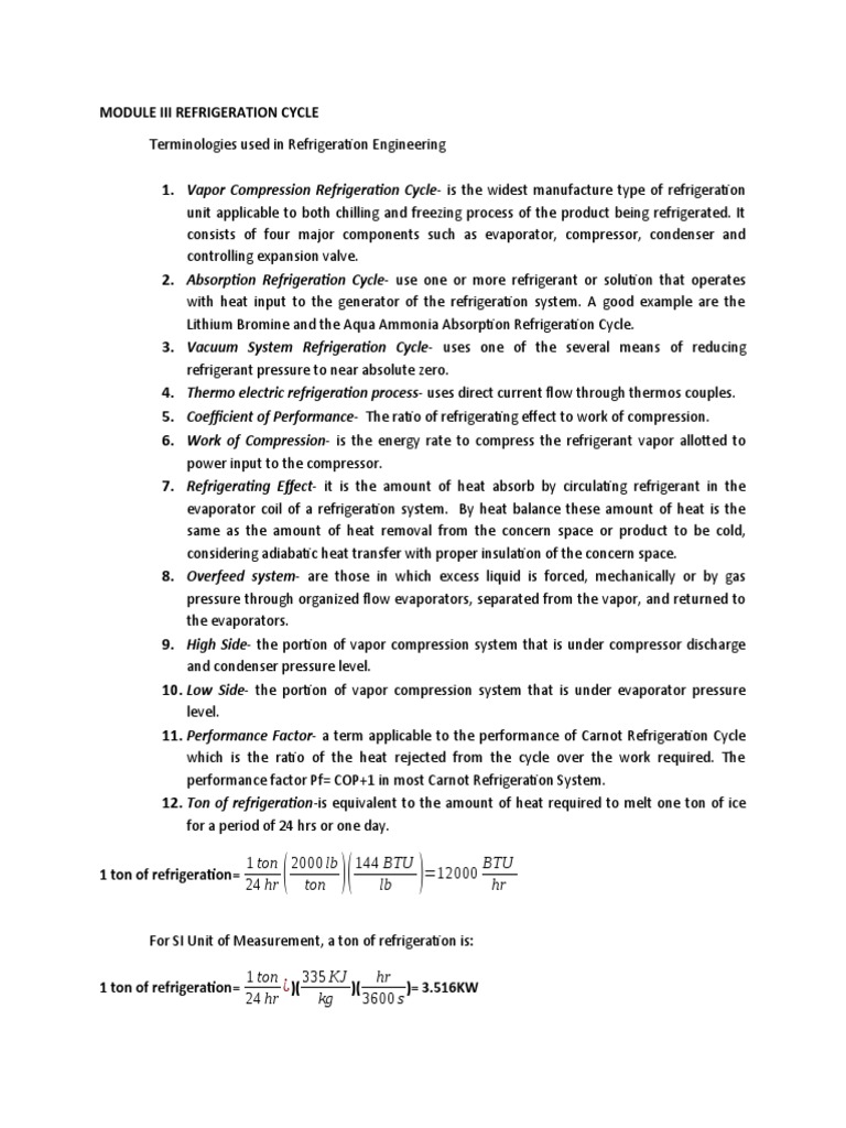 Module Iii Refrigeration Cycle | PDF | Refrigeration | Heat Exchanger