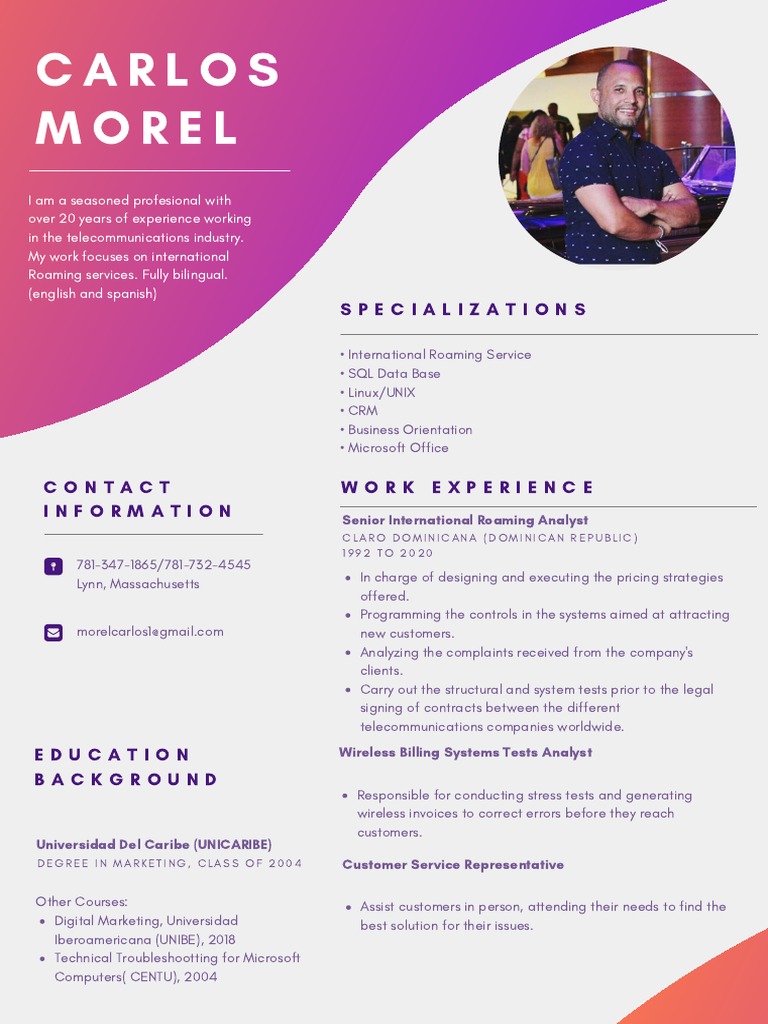 Carlos Morel CV 1589191488 | PDF | Computing | Marketing