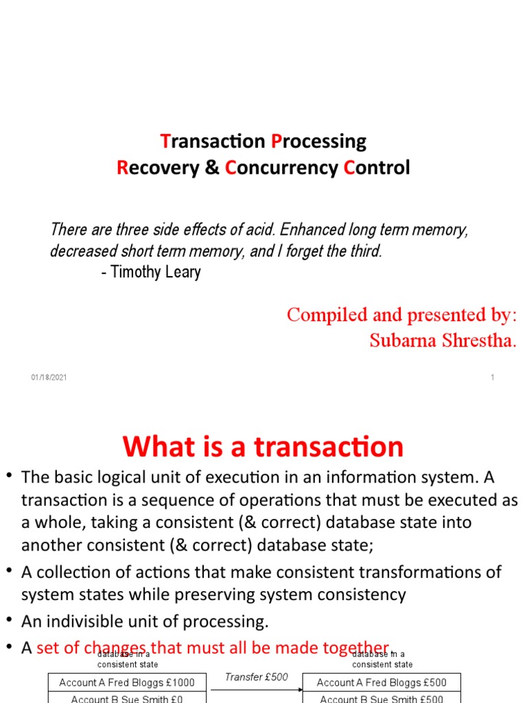 Chapter 8 Transaction Processing Final Master | PDF | Database ...