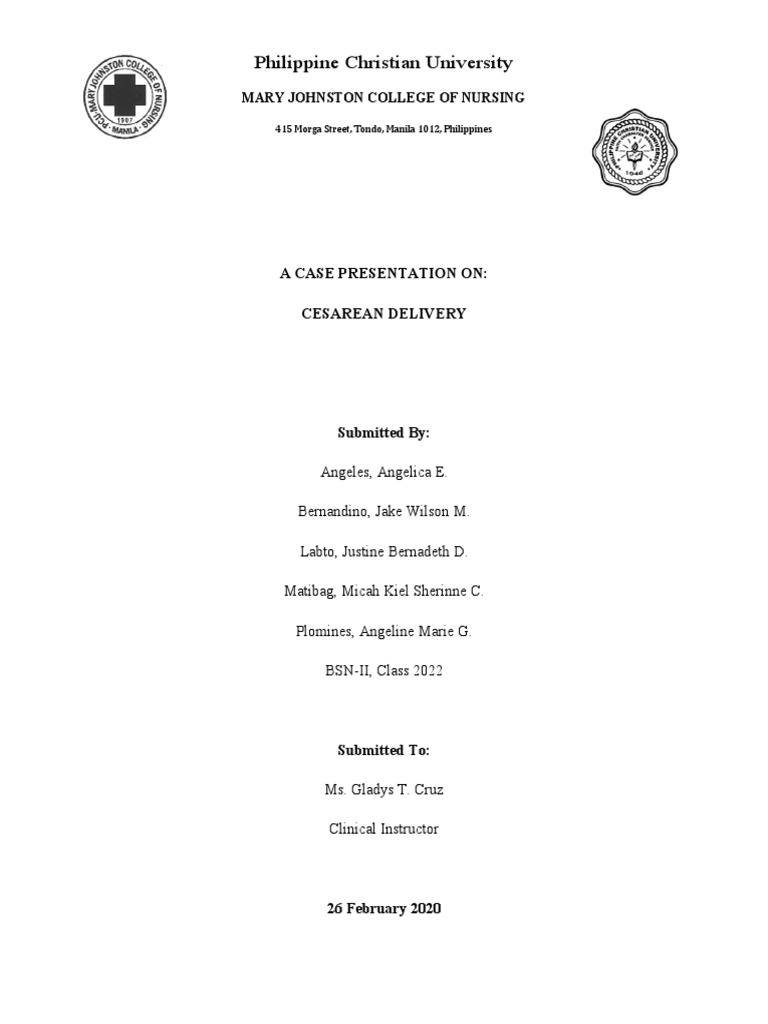 Cesarean Delivery Case Presentation Conceptual | PDF | Caesarean ...