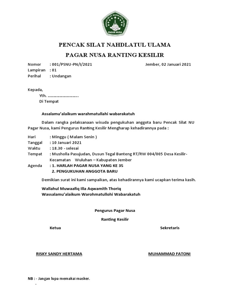 Surat Undangan Harlah PN | PDF