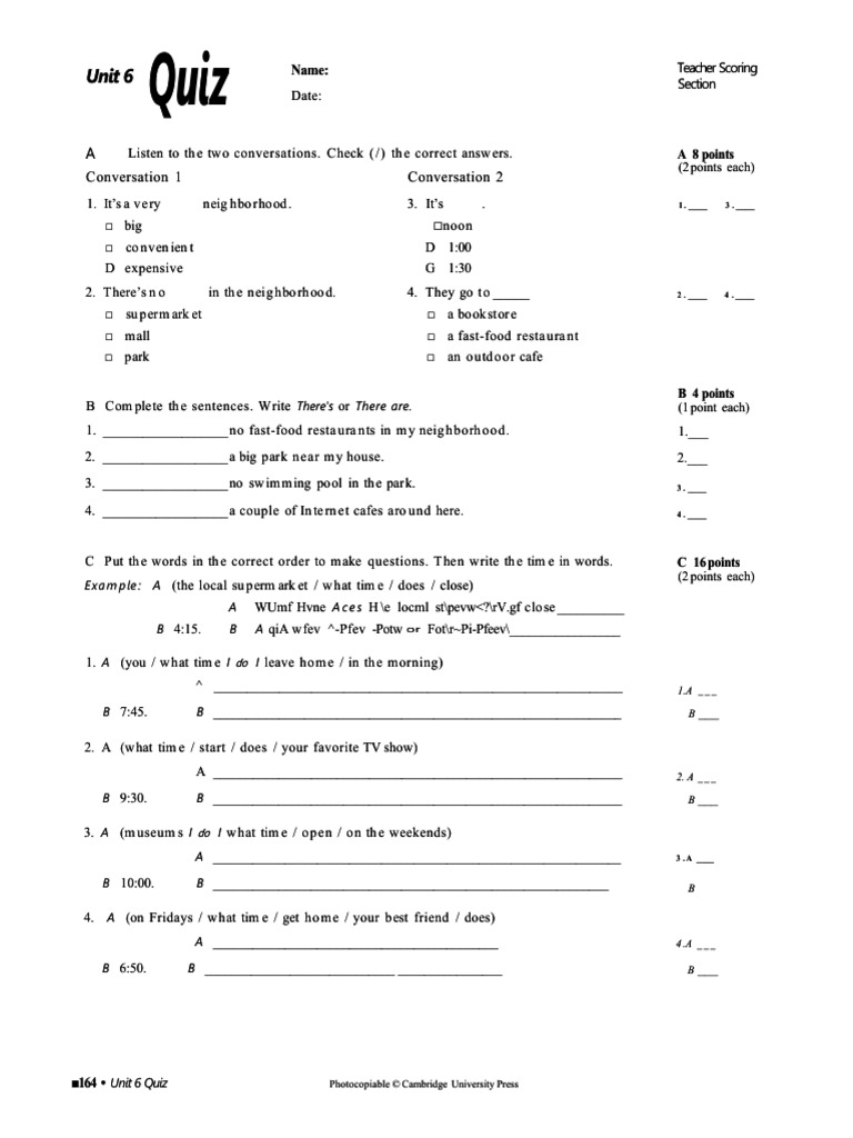 Quiz Quiz: Unit Unit 6 6 | PDF