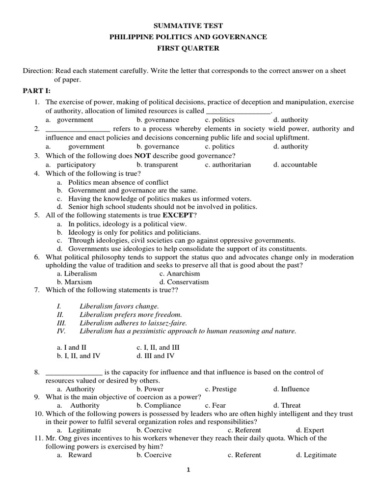 Summative Test - PPG PDF | PDF | President Of The Philippines | World ...