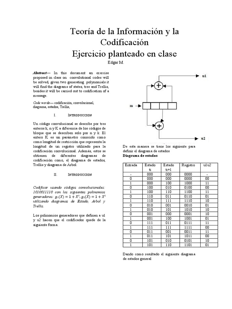 Ejercicio Codigos Convolucionales | PDF | Datos de computadora | Informática teórica