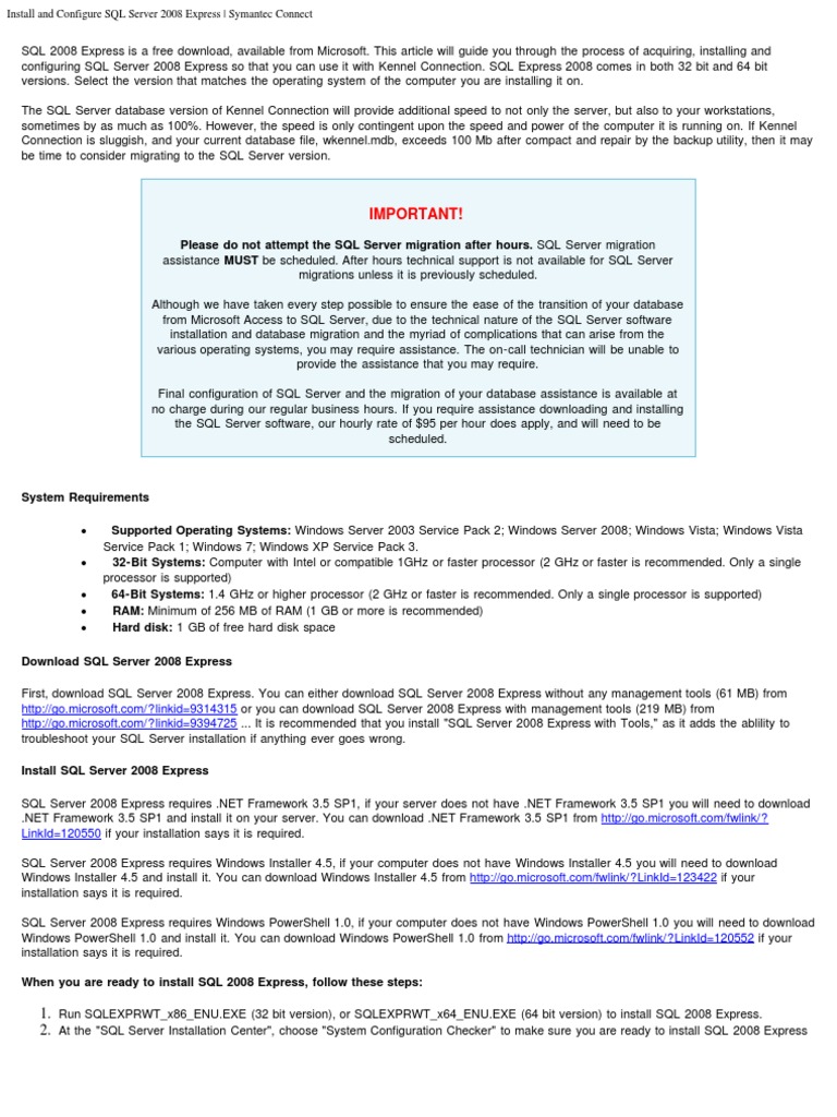 Install And Configure Sql Server 2008 Express Pdf Microsoft Sql Server Microsoft Access