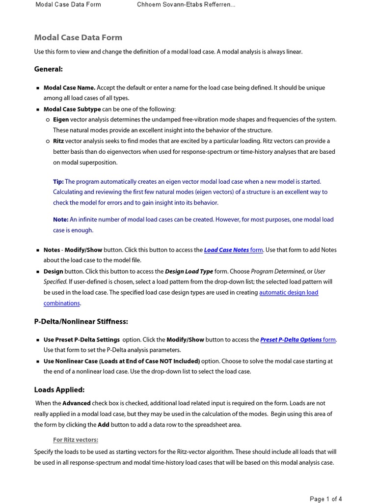 Modal Case Data Form: General | PDF | Degrees Of Freedom (Statistics ...