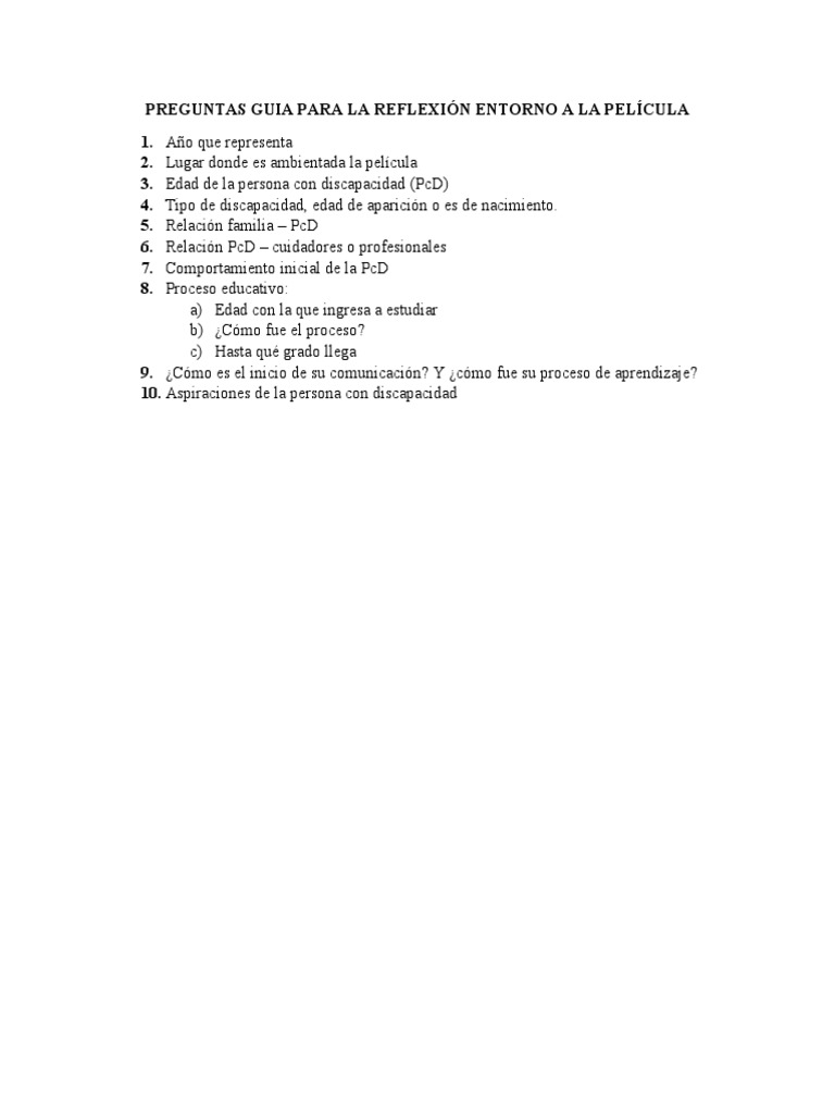 Reflexión sobre Discapacidad en el Cine | PDF | Crecimiento personal y ...