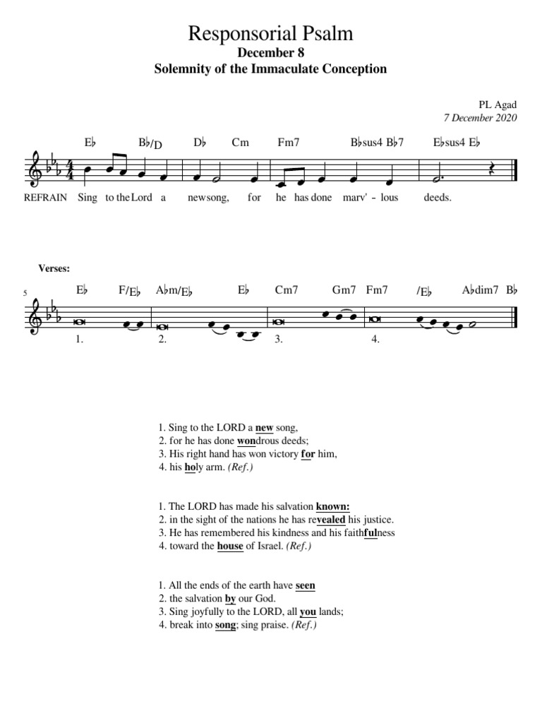 Responsorial Psalm for Immaculate Conception | PDF