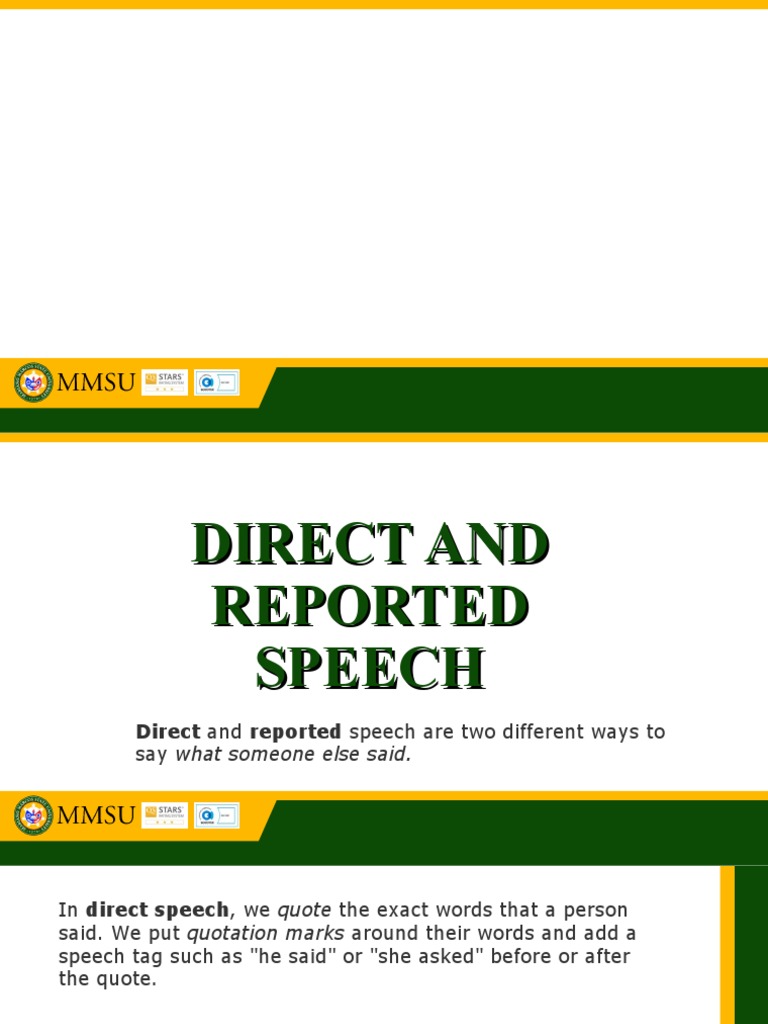 Direct and Reported Speech | PDF