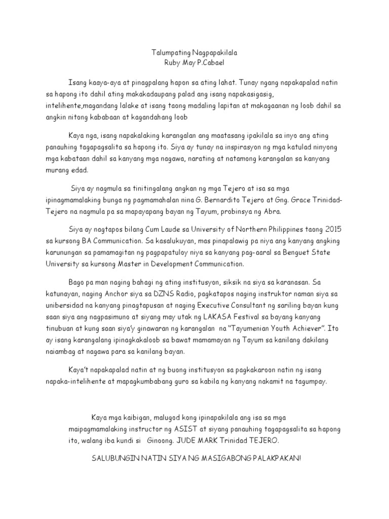 Talumpating Nagpapakilala PDF | PDF